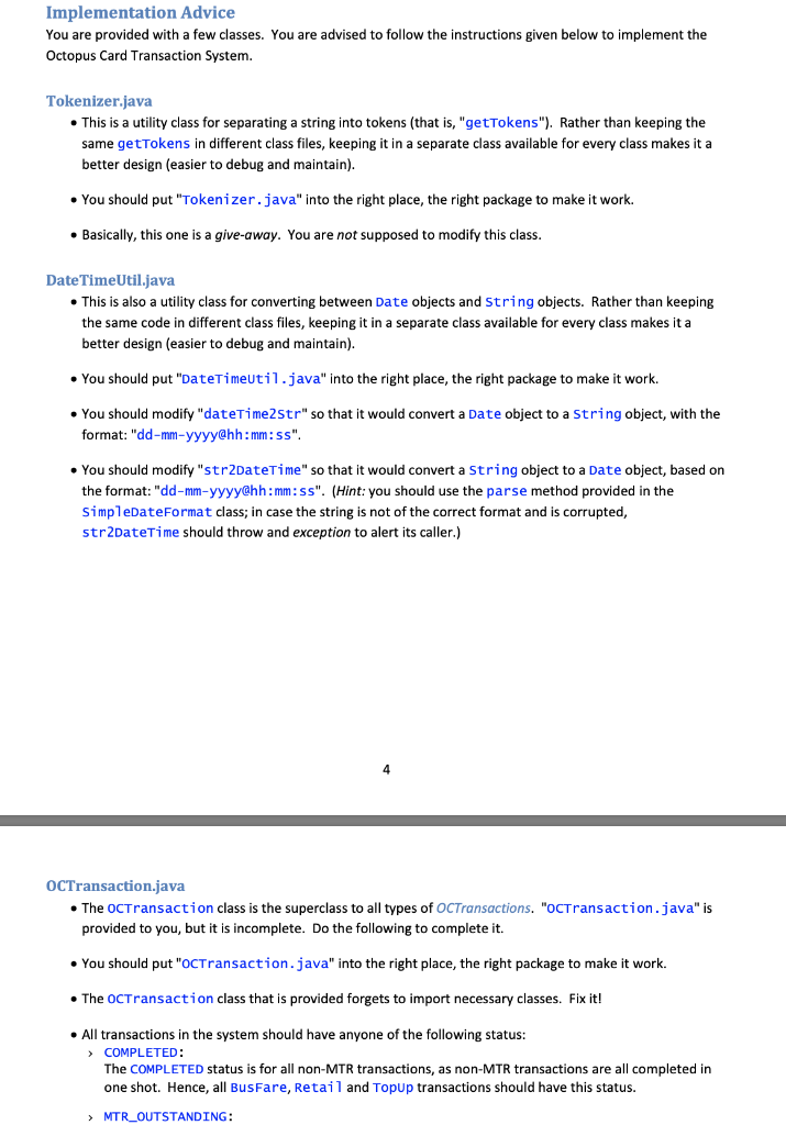 Octopus Card Transaction System (OctopusCard) (120 | Chegg.com