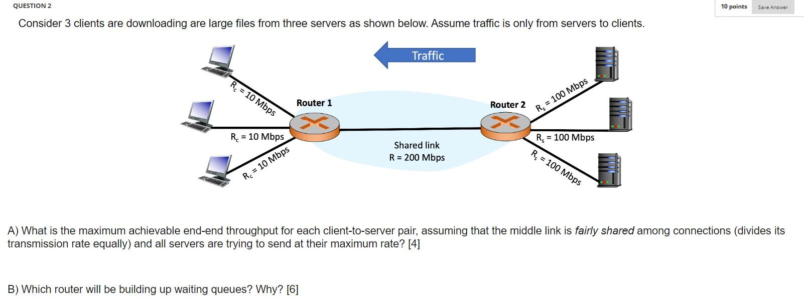 Solved A) What is the maximum achievable end-end throughput | Chegg.com