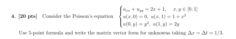 [20 pts] ﻿Consider the Poisson's equation | Chegg.com