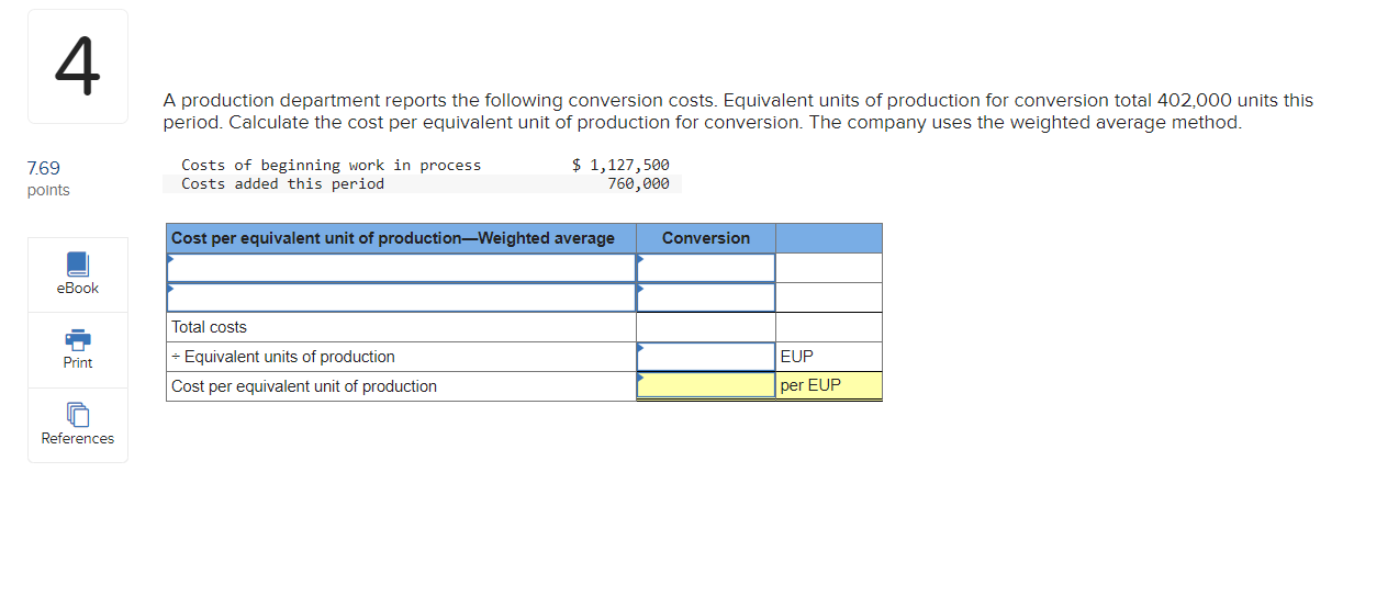 Solved 4 A production department reports the following | Chegg.com