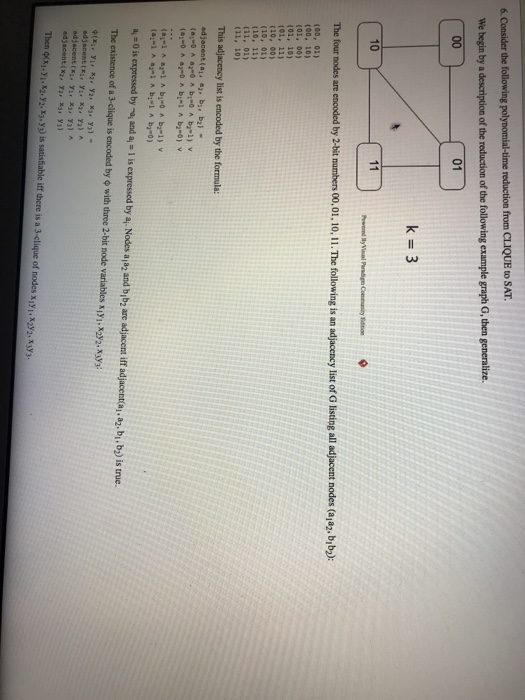 6. Consider the following polynomial-time reduction | Chegg.com