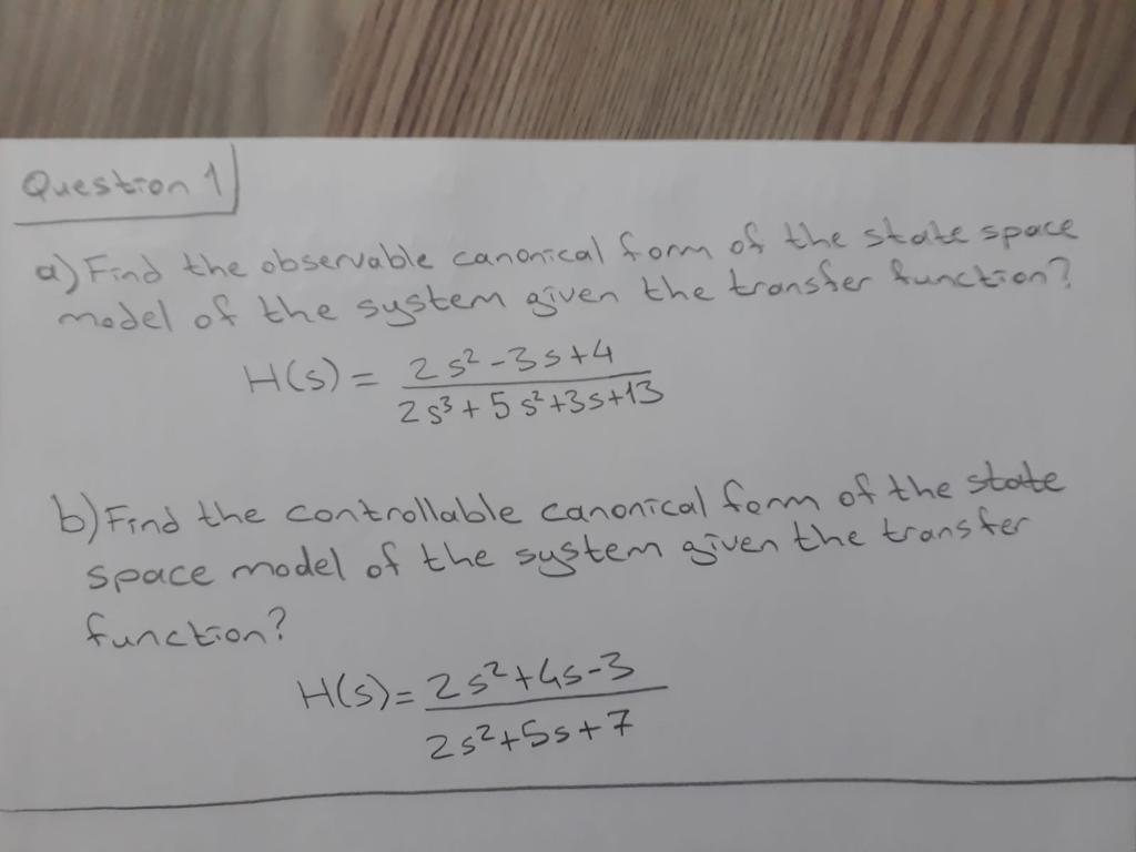 Solved a) Find the observable canonical form of the state | Chegg.com