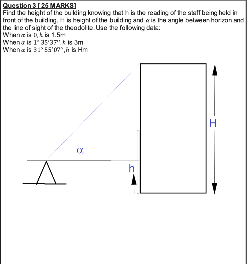 Solved Question 3 [ 25 MARKS] Find the height of the | Chegg.com