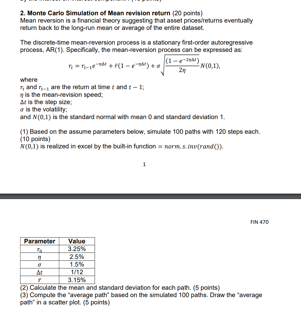 DOPTIOTOPOTE 2. Monte Carlo Simulation of Mean | Chegg.com