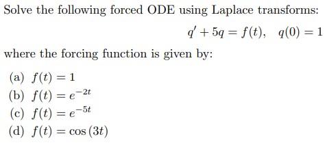 Solved Solve the following forced ODE using Laplace | Chegg.com