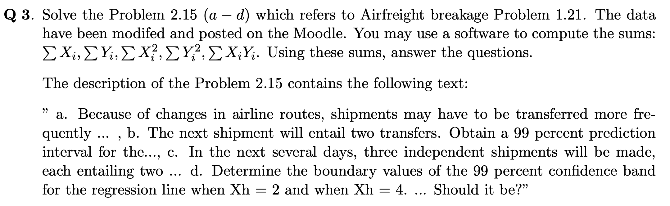 Solved *2.15. Refer to Airfreight breakage Problem 1.21. a. | Chegg.com