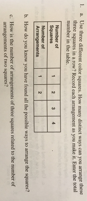 Solved 1. a. Use three different color squares. How many | Chegg.com