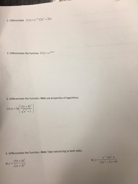 Solved Differentiate f(x) = e^2x (2x^3 + 3x) Differentiate | Chegg.com
