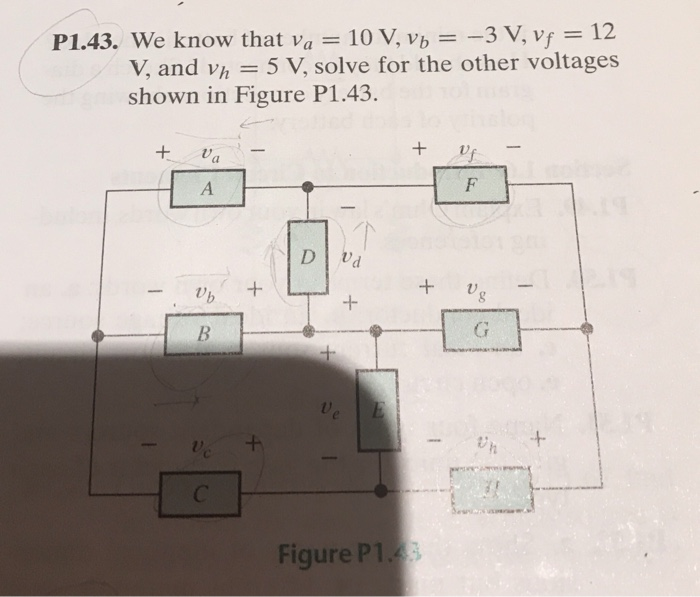 Solved P1.43. We know that va 10 V, vb3 V, vf 12 and vh 5 V, | Chegg.com
