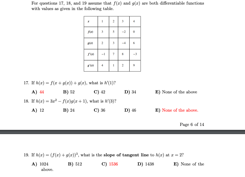 Solved For questions 17,18 , and 19 assume that \\( f(x) \\) | Chegg.com