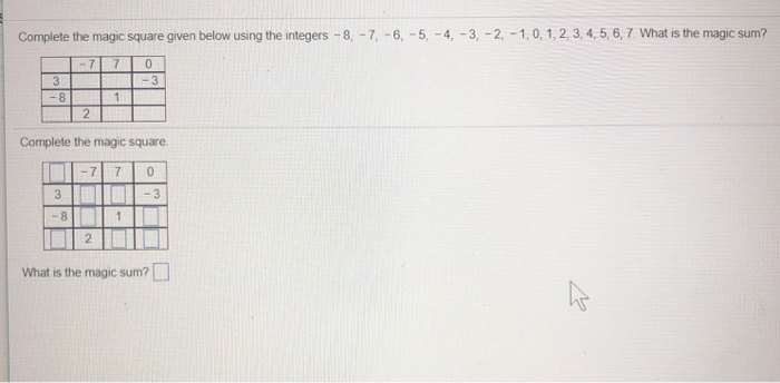 Solved Complete the magic square given below using the | Chegg.com