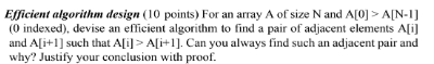 Solved Efficient algorithm design (10 points) For an array A | Chegg.com