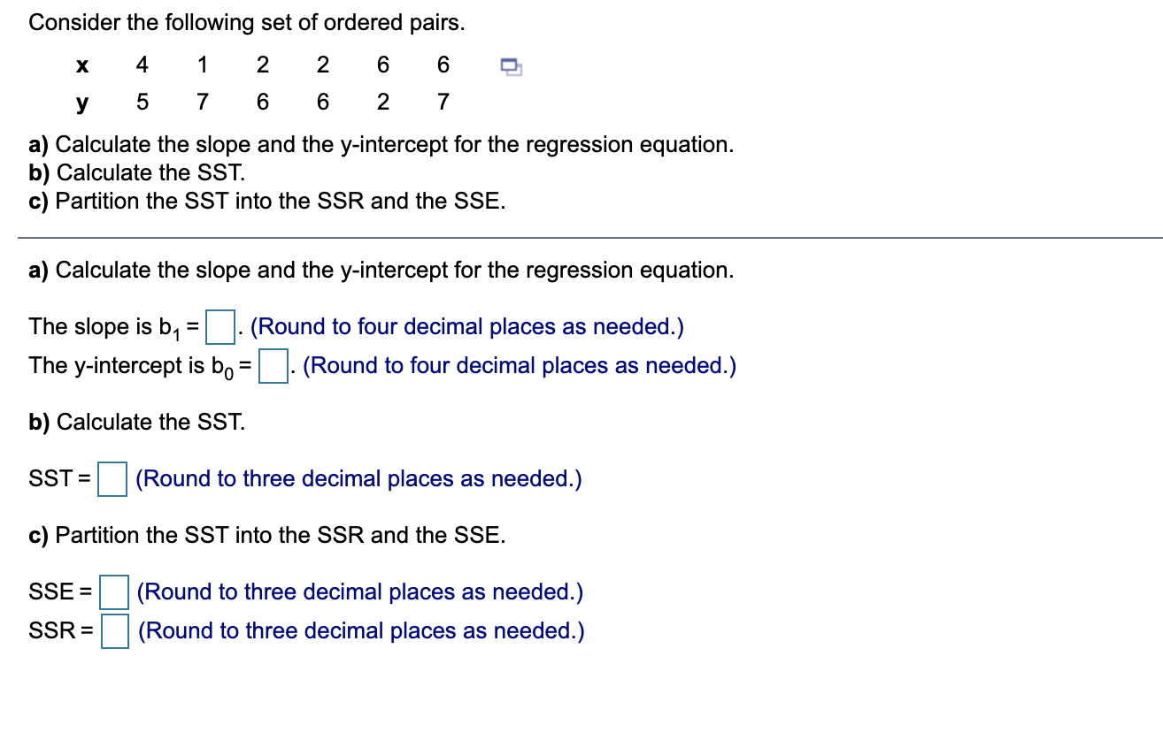 Solved Consider the following set of ordered pairs. х 4 1 2 | Chegg.com