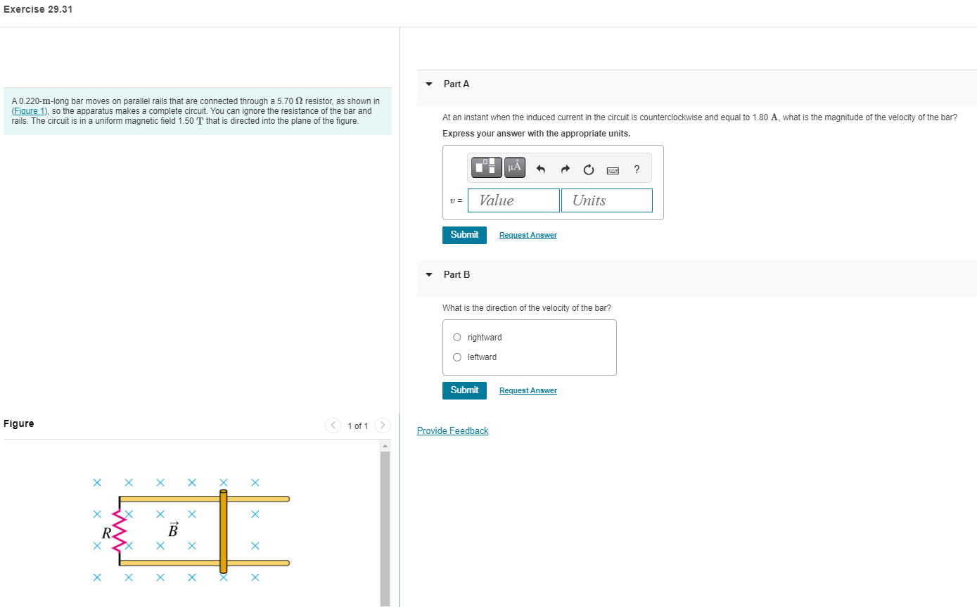 Solved A 0.220 -m-long bar moves on parallel rails that are | Chegg.com