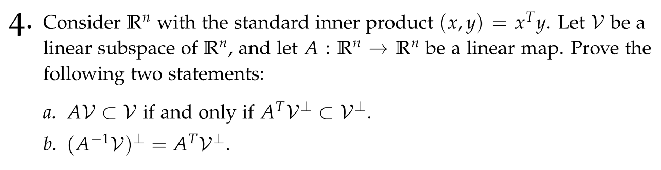 Solved Consider Rn ﻿with the standard inner product | Chegg.com