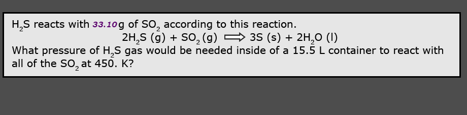 Solved H2S ﻿reacts with 33.10g ﻿of SO2 ﻿according to this | Chegg.com