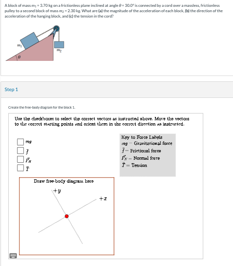 Solved A block of mass m1=3.70 kg an a frictionless plane | Chegg.com