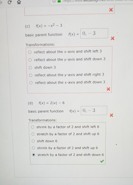 Solved Identify the basic parent function and | Chegg.com