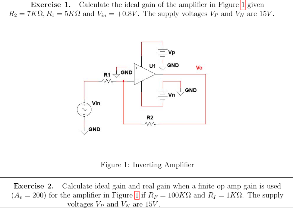 Solved Exercise 1. Calculate the ideal gain of the amplifier | Chegg.com