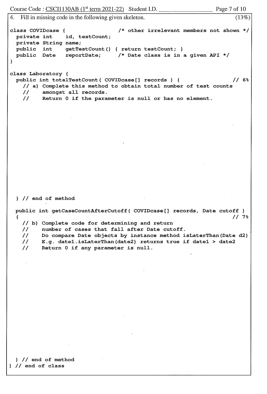 Solved Course Code : CSCI1130AB (1 st term 2021-22) Student | Chegg.com