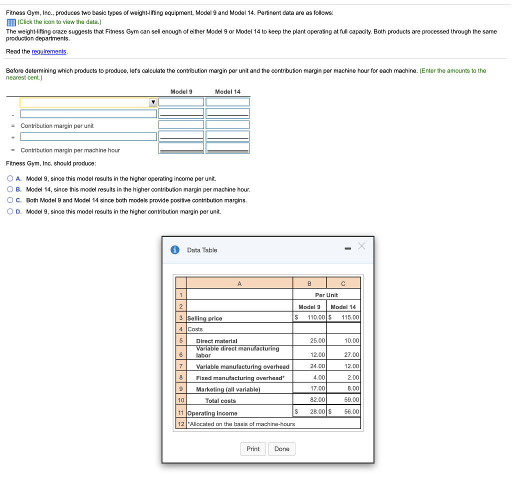 Solved Fitness Gym, Inc., produces two basic types of | Chegg.com