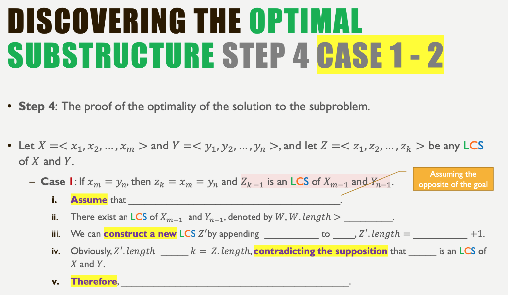 DISCOVERING THE OPTIMAL SUBSTRUCTURE STEP 4 CASE 1 - | Chegg.com DISCOVERING THE OPTIMAL SUBSTRUCTURE STEP 4 CASE 1 - | Chegg.com