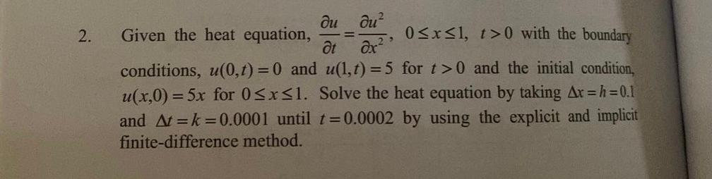 Solved 2. ди Ou? Given the heat equation, 00 with the | Chegg.com
