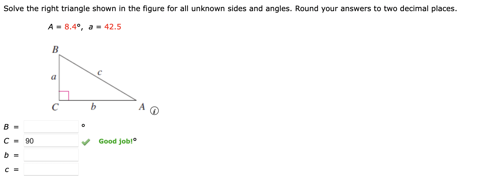 Solved Solve the right triangle shown in the figure for all | Chegg.com