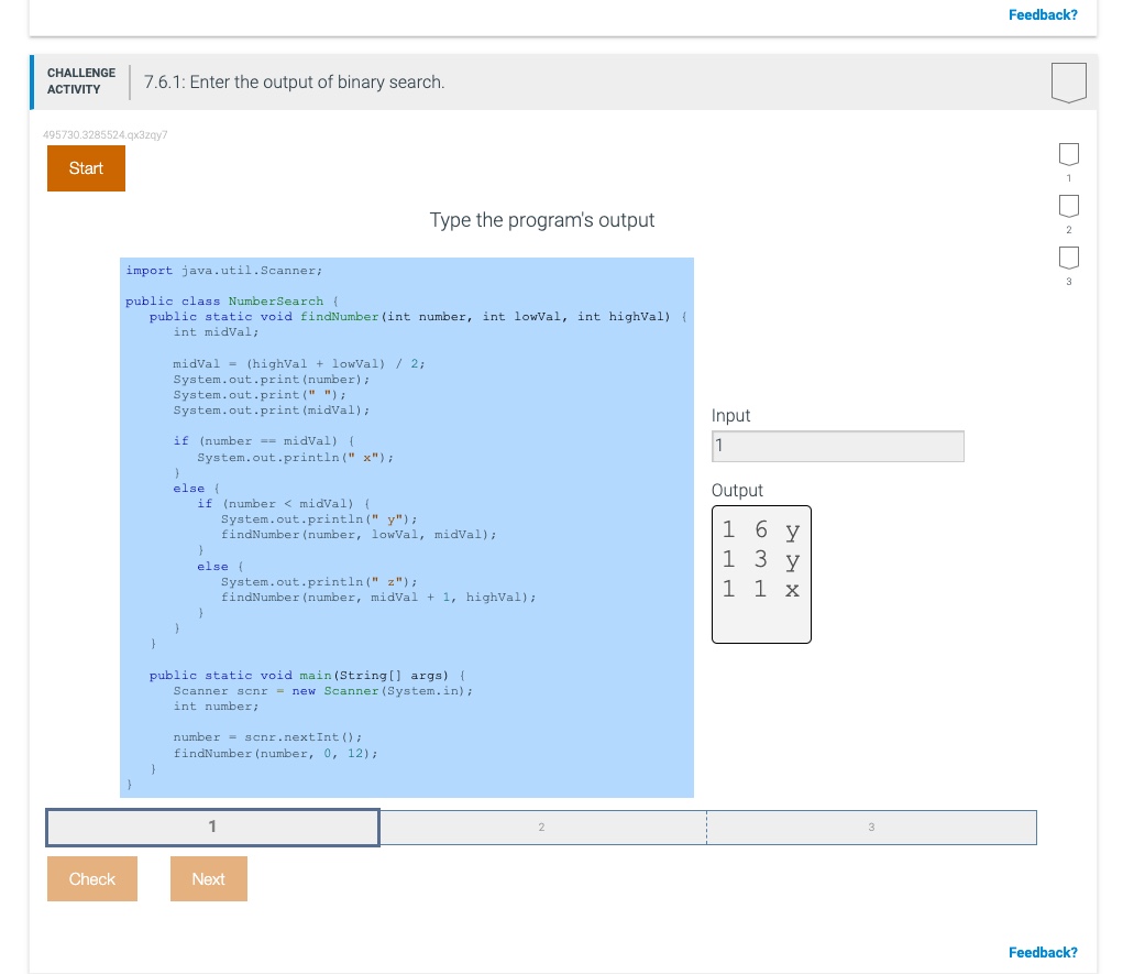 Solved 7.6.1: Enter the output of binary search. | Chegg.com