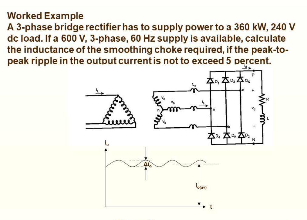 Solved Worked Example A 3-phase bridge rectifier has to | Chegg.com