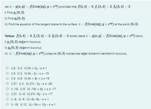 Solved Let z=g(, y) = f(3 cos(Iy),y+e+9) provided that f(3, | Chegg.com