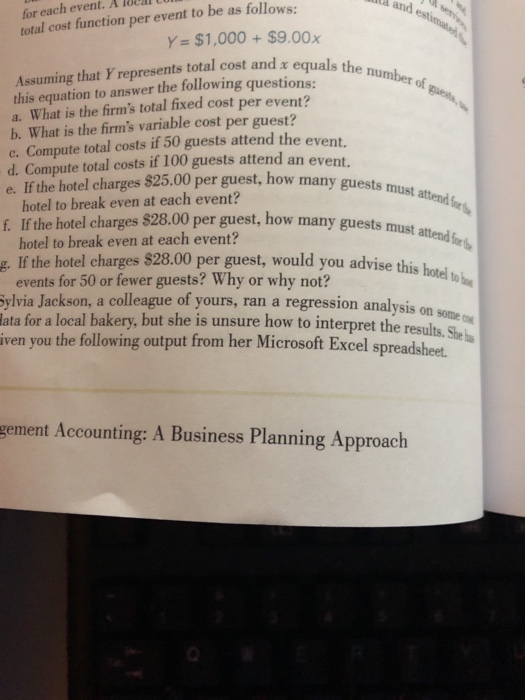 Solved l0al for each event. total cost function per event to | Chegg.com