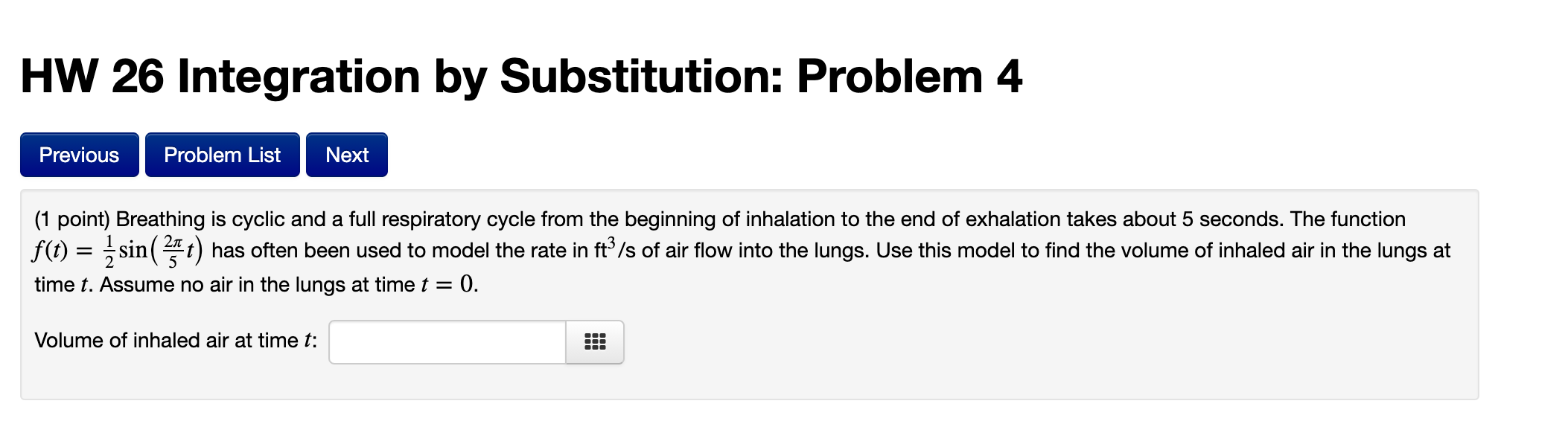 Solved HW 26 Integration by Substitution: Problem 4 Previous | Chegg.com