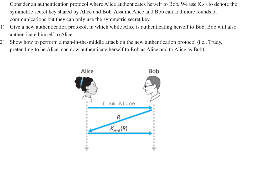 Solved Consider an authentication protocol where Alice | Chegg.com