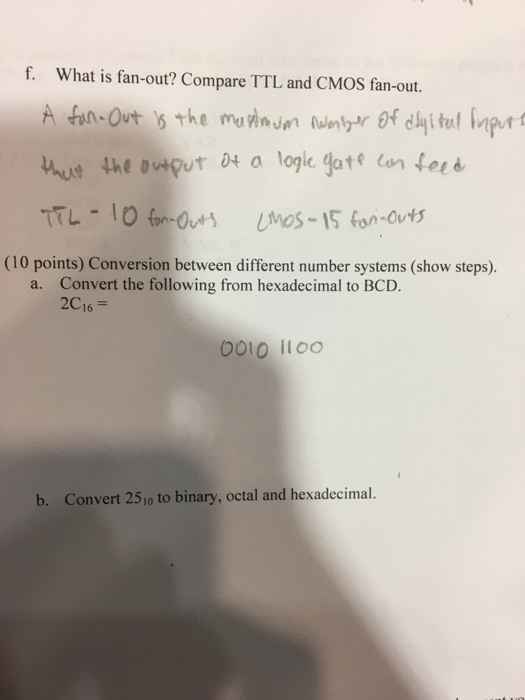 Solved f. What is fan-out? Compare TTL and CMOS fan-out. t | Chegg.com
