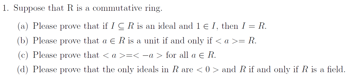 Solved 1. Suppose that R is a commutative ring. (a) Please | Chegg.com