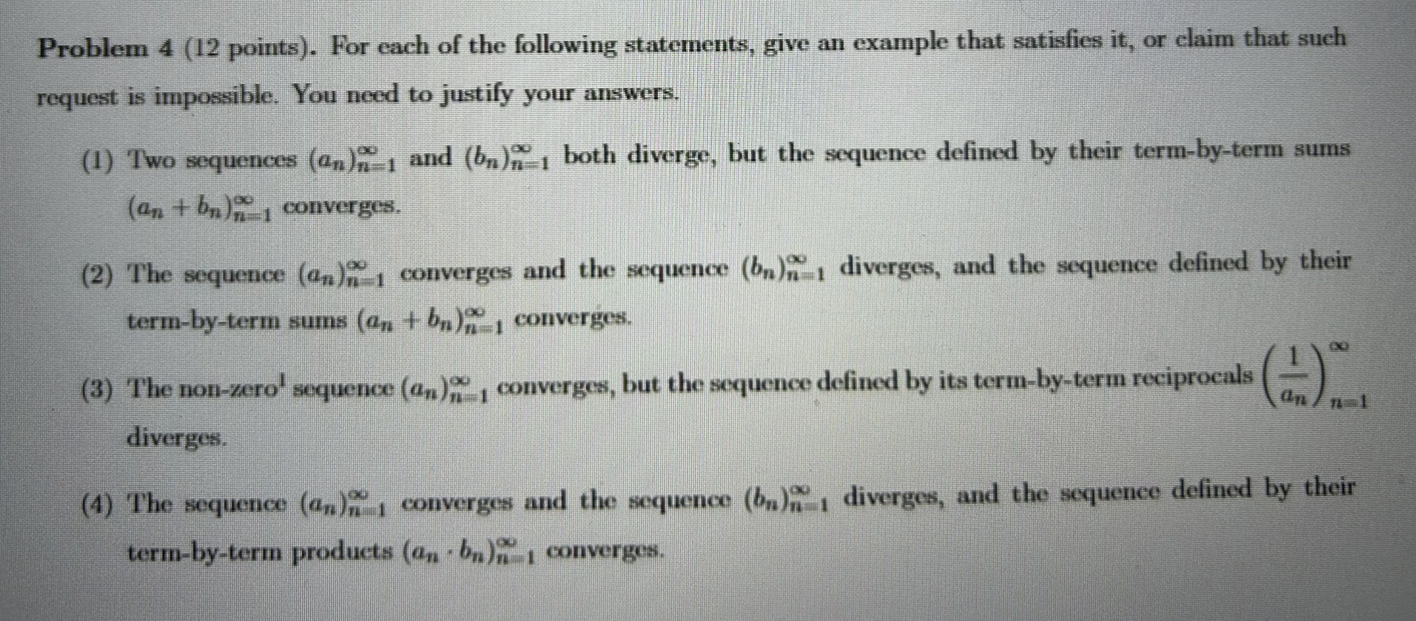 Problem 4 (12 points). For each of the following | Chegg.com