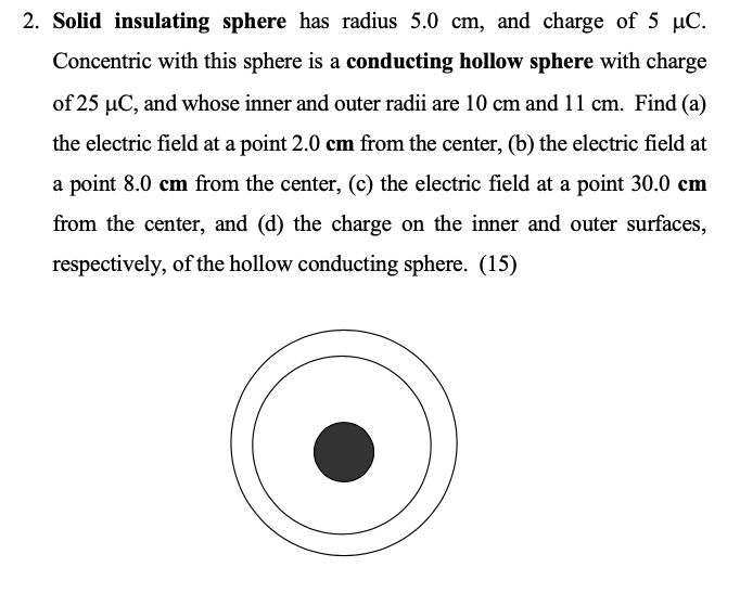 Solved Solid insulating sphere has radius 5.0 cm, and charge | Chegg.com