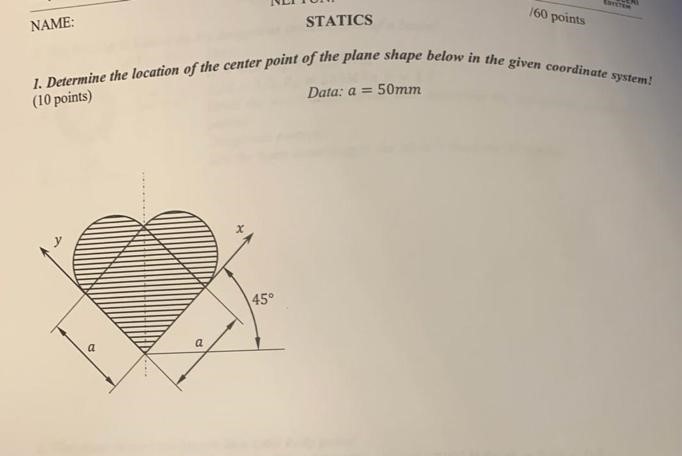 Solved NAME: STATICS 160 ﻿points 1. ﻿Determine the location | Chegg.com