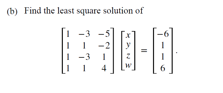 Solved (b) Find the least square solution of | Chegg.com