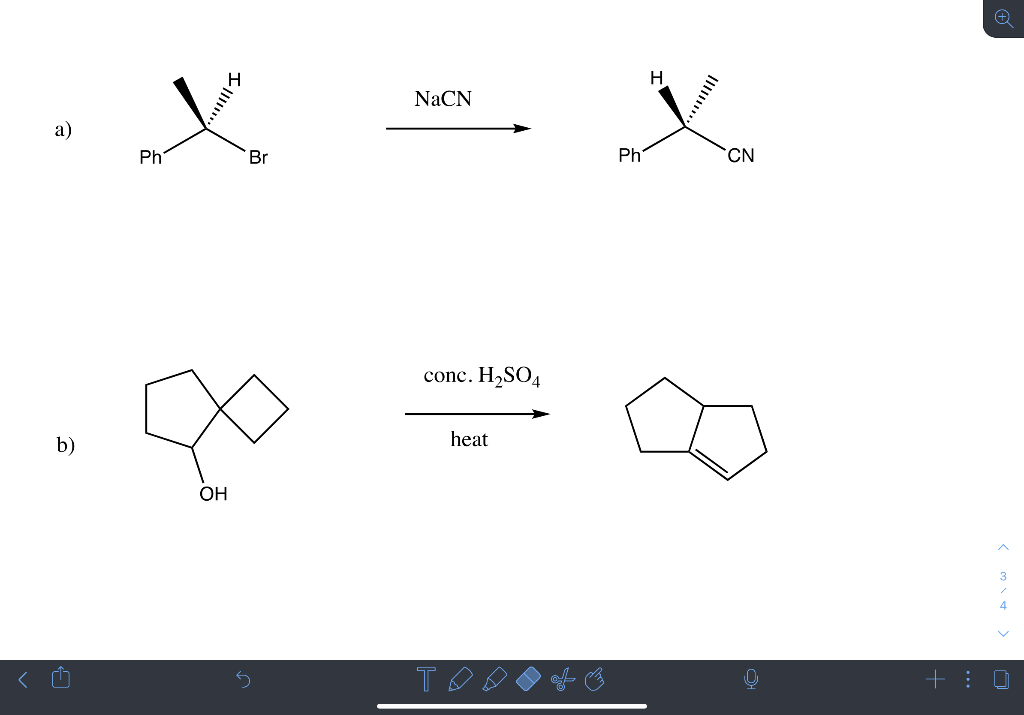 Solved H NaCN a) Ph Br Ph CN conc. H2SO4 q b) heat OH 3 4 TO | Chegg.com