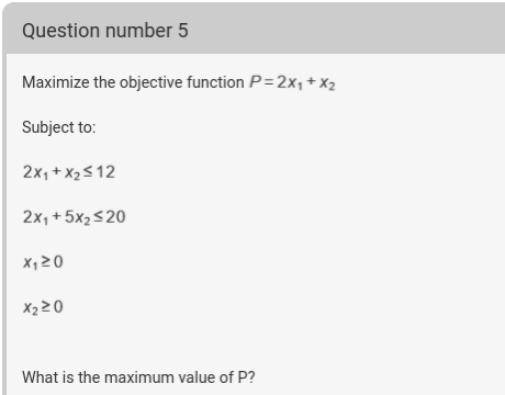 Solved Question number 5 Maximize the objective function | Chegg.com