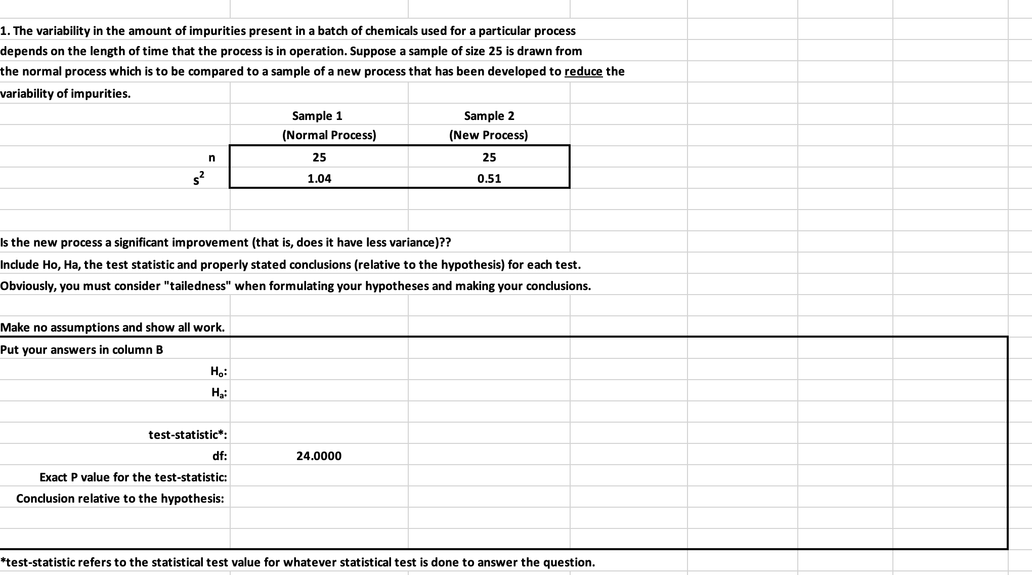 Solved 1 The Variability In The Amount Of Impurities