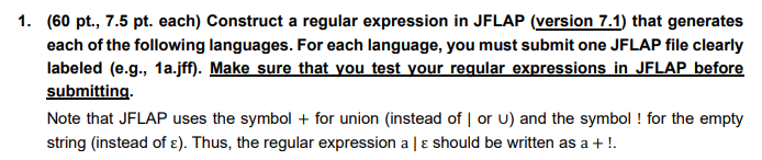 Solved 1. (60 pt., 7.5 pt. each) Construct a regular | Chegg.com