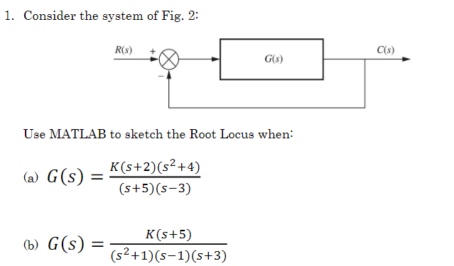 Solved 1 Consider The System Of Fig 2 Use Matlab To 