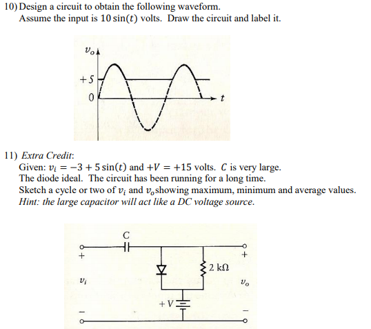 Solved 10) Design a circuit to obtain the following waveform | Chegg.com