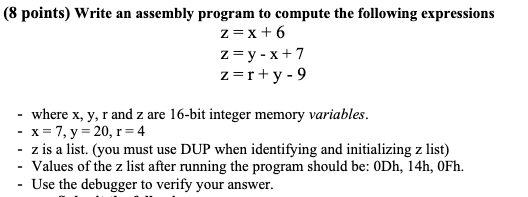 Solved 8 Points Write An Assembly Program To Compute The 7101