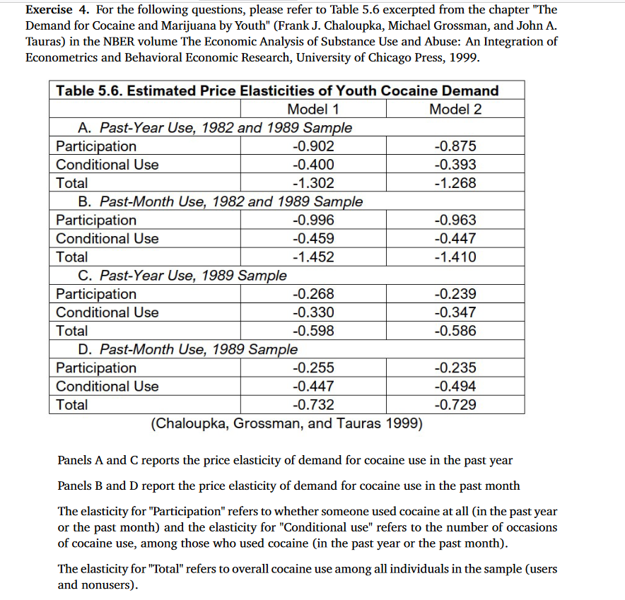 Solved Exercise 4. For the following questions, please refer | Chegg.com