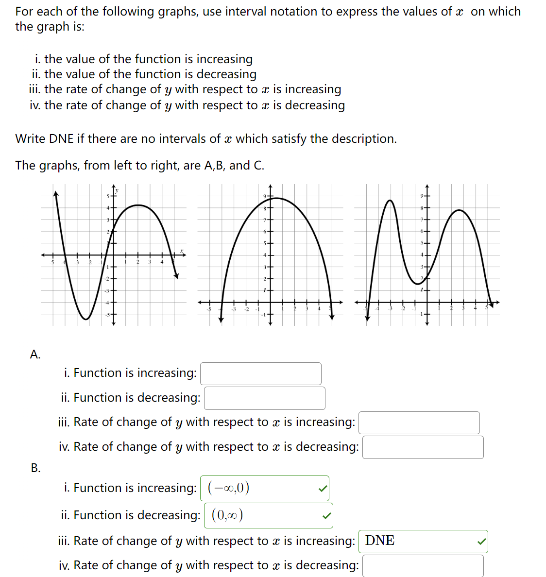 Solved For each of the following graphs, use interval | Chegg.com