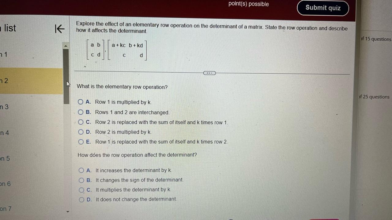 Solved list 1← Explore the effect of an elementary row | Chegg.com
